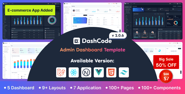 Dashcode Laravel 9 React Vuejs Nextjs Htmltailwind Dashboard Template