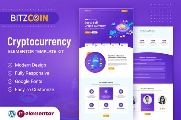 BitzCoin - Crypto Exchange Elementor Template Kit - Net1s.com