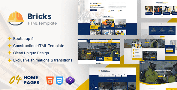 Bricks, Construction HTML Template + RTL Ready - Net1s.com